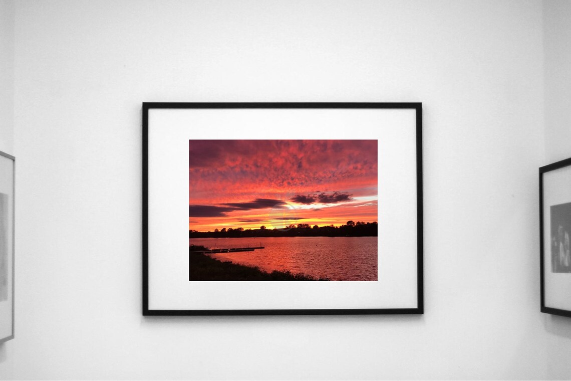 Red Sunset on a River | Canadian Landscapes | Printable Photograph - Etsy