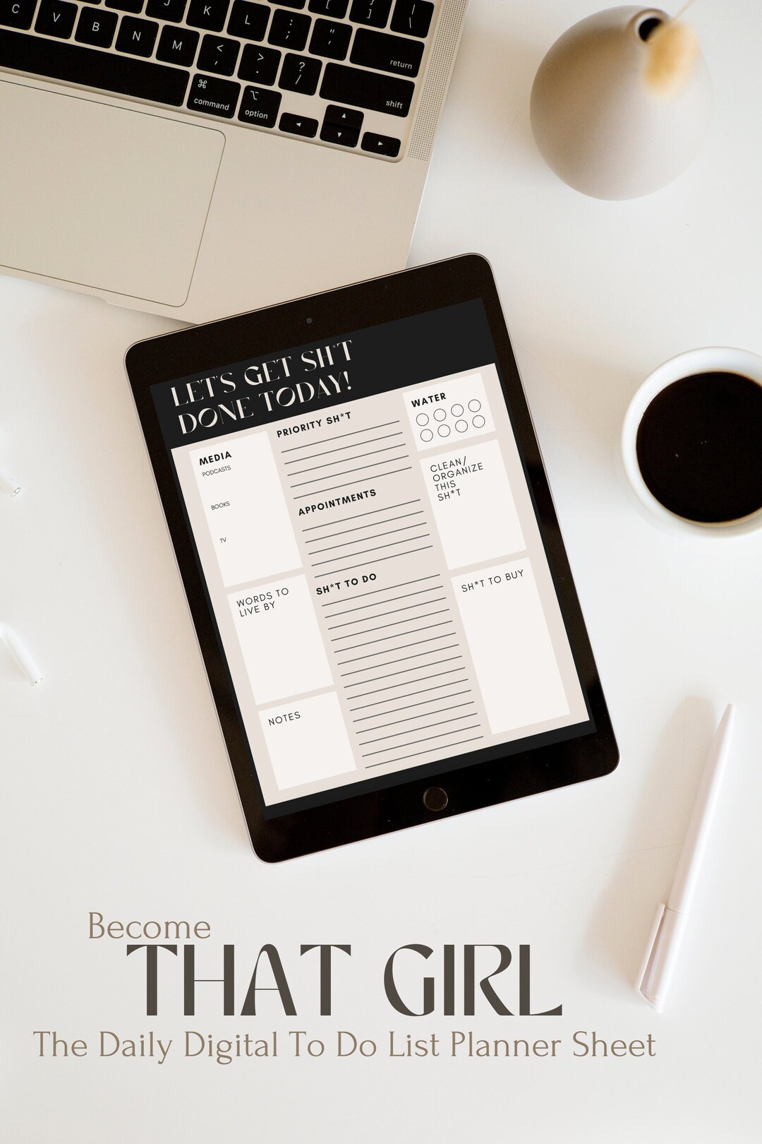 Digital Daily to Do List Notepad Planner Brain Dump Sarcastic Organizer ...