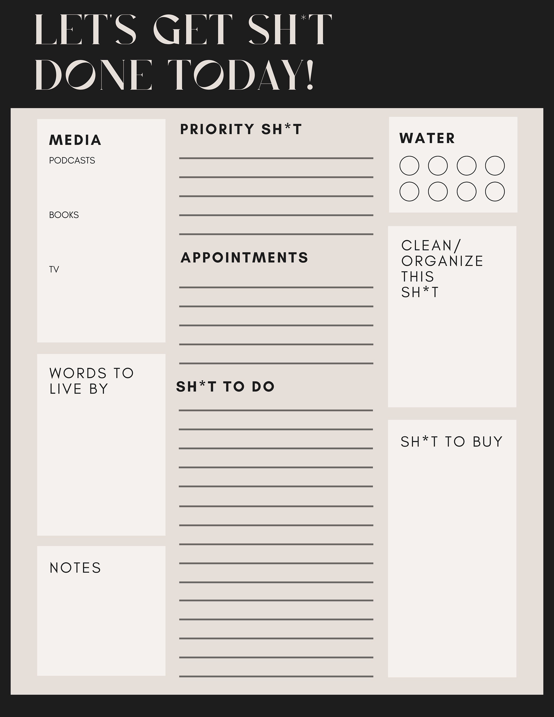 Digital Daily to Do List Notepad Planner Brain Dump Sarcastic Organizer ...