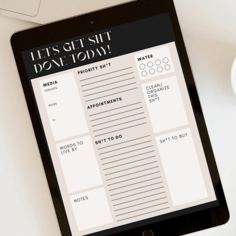 Digital Daily to Do List Notepad Planner Brain Dump Sarcastic Organizer ...