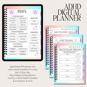 ADHD Planner Habit Tracker Printable Digital Downloads PDF Mental ...