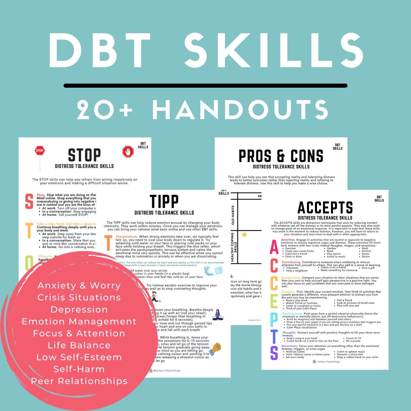DBT Dialectical Behavior Therapy Skills Workbook, DBT Handouts, Emotion ...