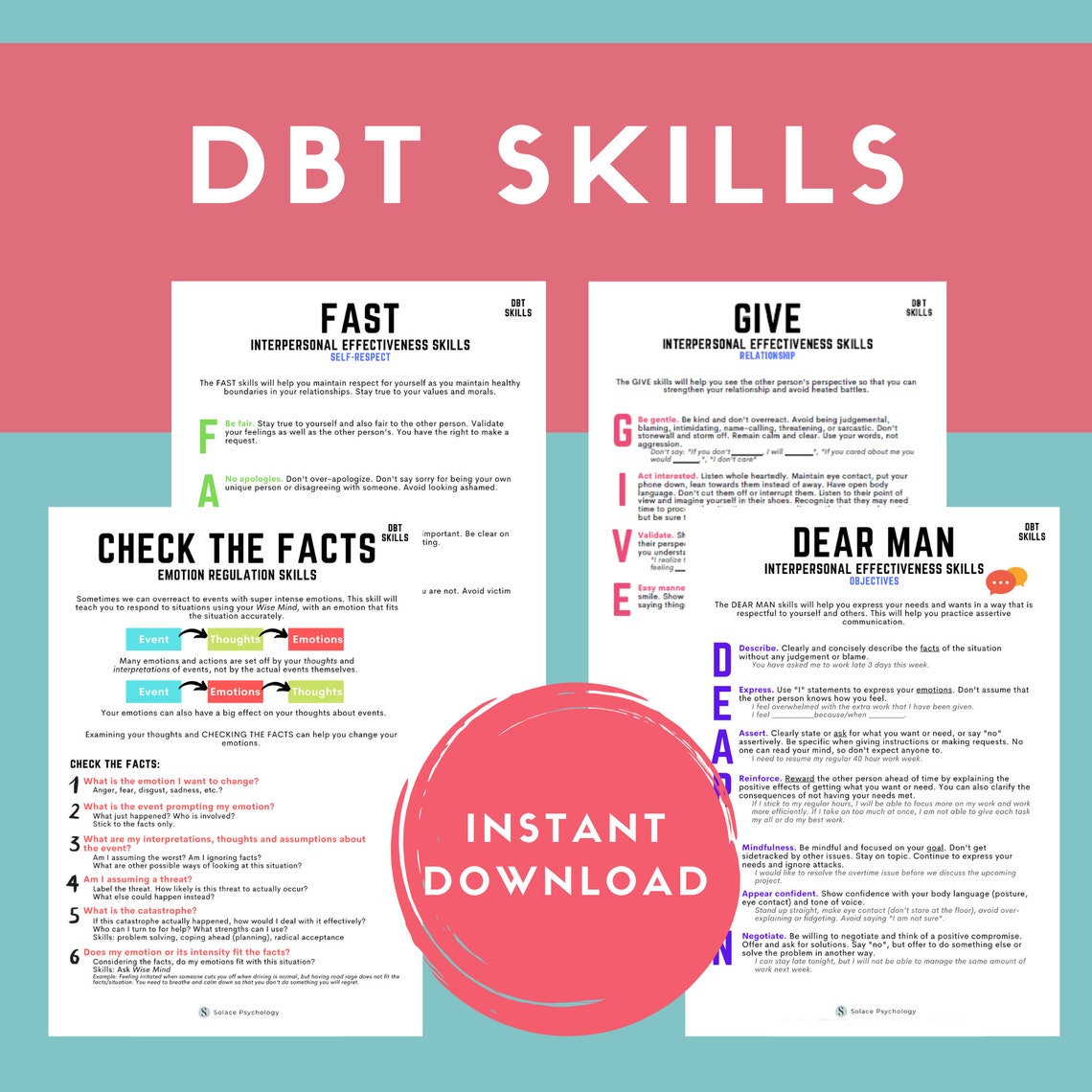 DBT Dialectical Behavior Therapy Skills Workbook DBT - Etsy