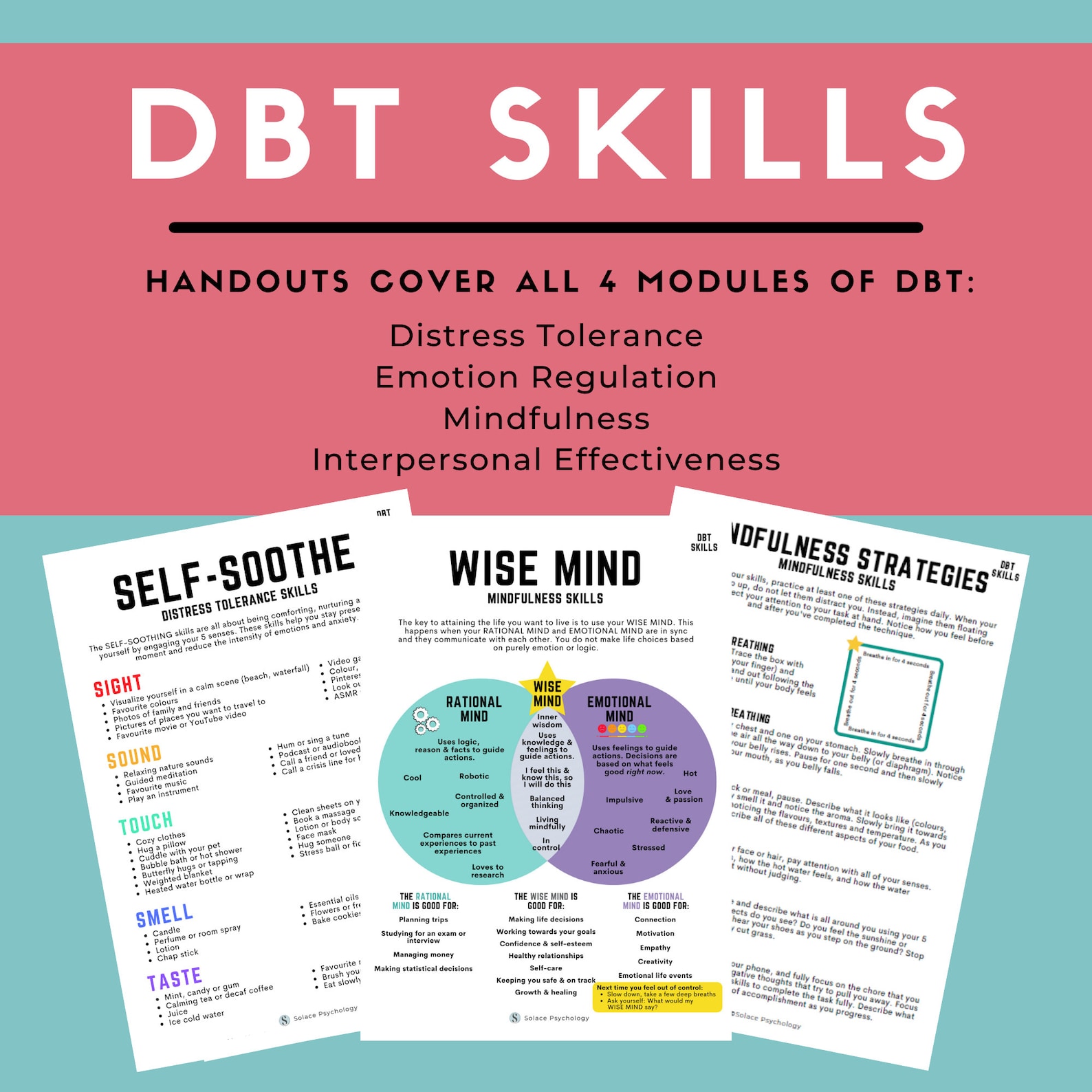 DBT Dialectical Behavior Therapy Skills Workbook, DBT Handouts, Emotion ...