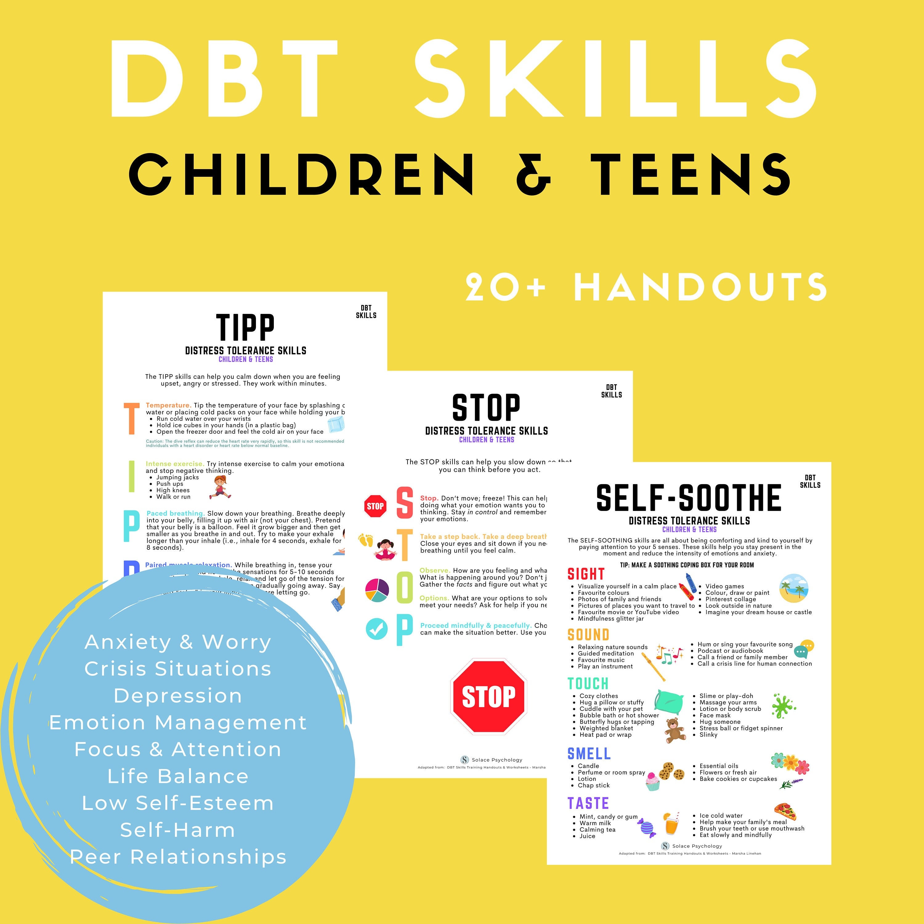 Children & Teens DBT Worksheets Dialectical Behavior Therapy | Etsy Children & Teens DBT Worksheets Dialectical Behavior Therapy | Etsy