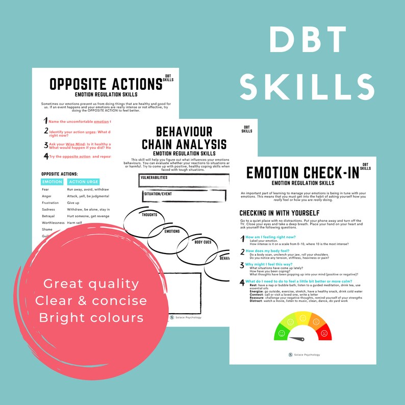 DBT Dialectical Behavior Therapy Skills Workbook, DBT Handouts, Emotion ...
