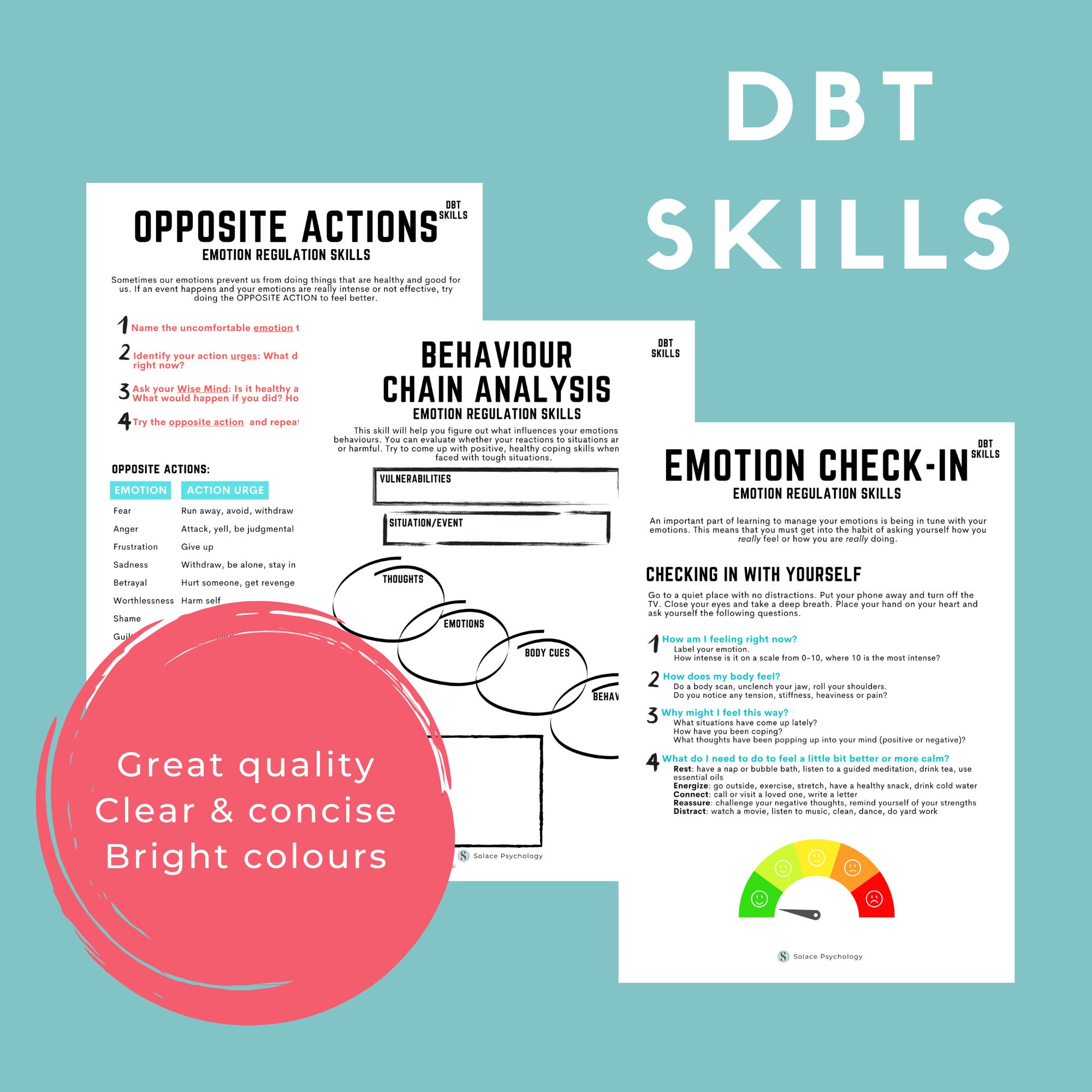 DBT Dialectical Behavior Therapy Skills Workbook, DBT Handouts, Emotion ...