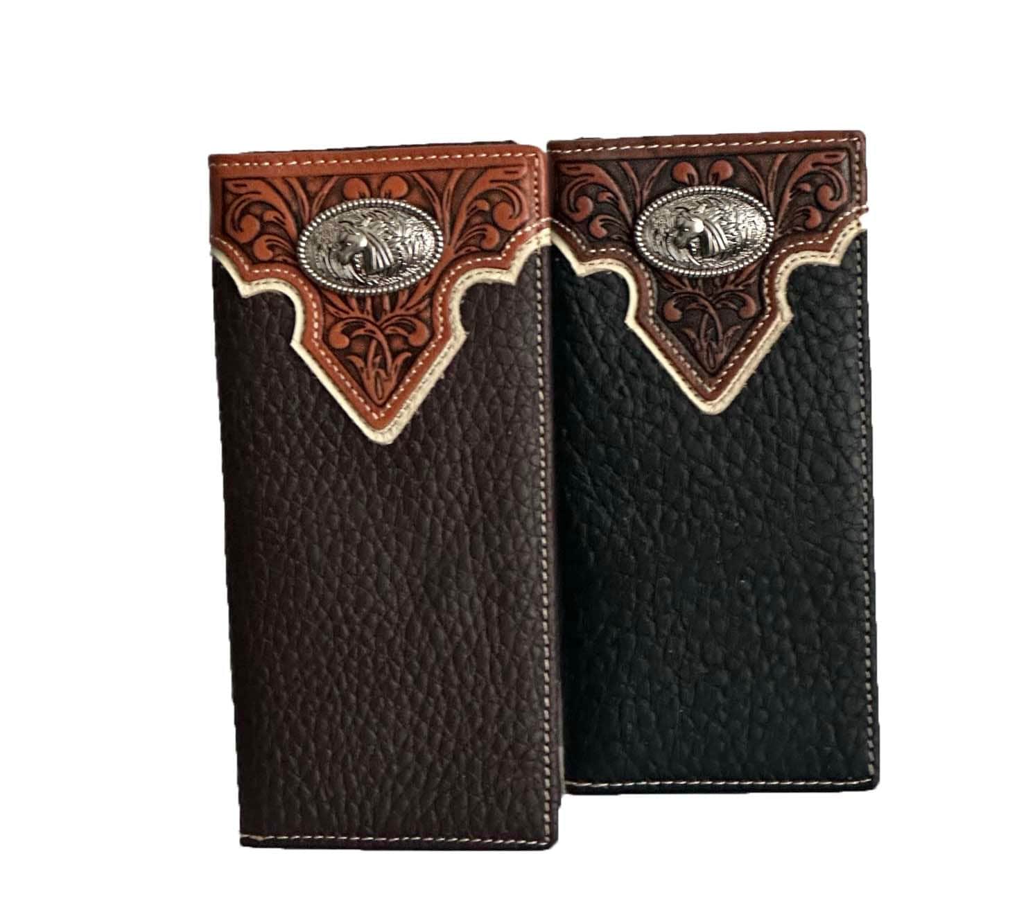 Leather Wallets for Men Bi-fold Wallet Western Cowboy Horse Rider ...