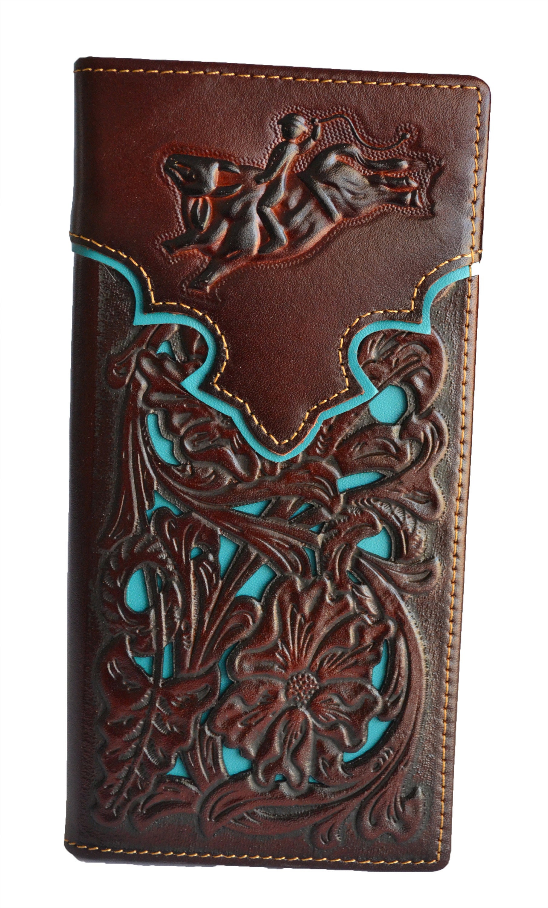 Men's Leather Long Bi-fold Wallet Western Cowboy Wallet - Etsy