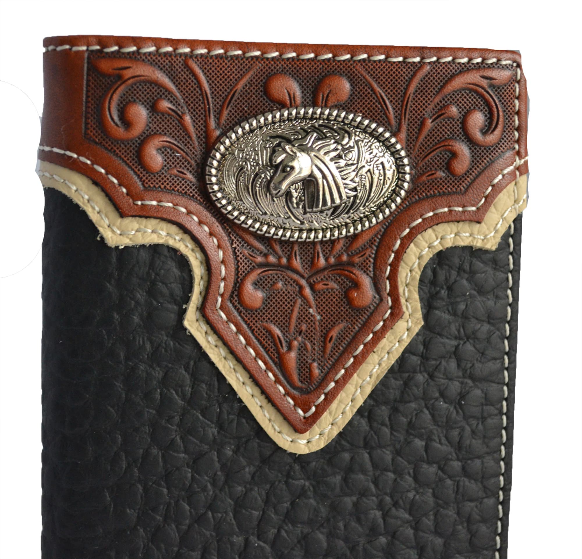 Men's Leather Wallet Men Concho Wallet Men's Western Wallet Long Slim ...