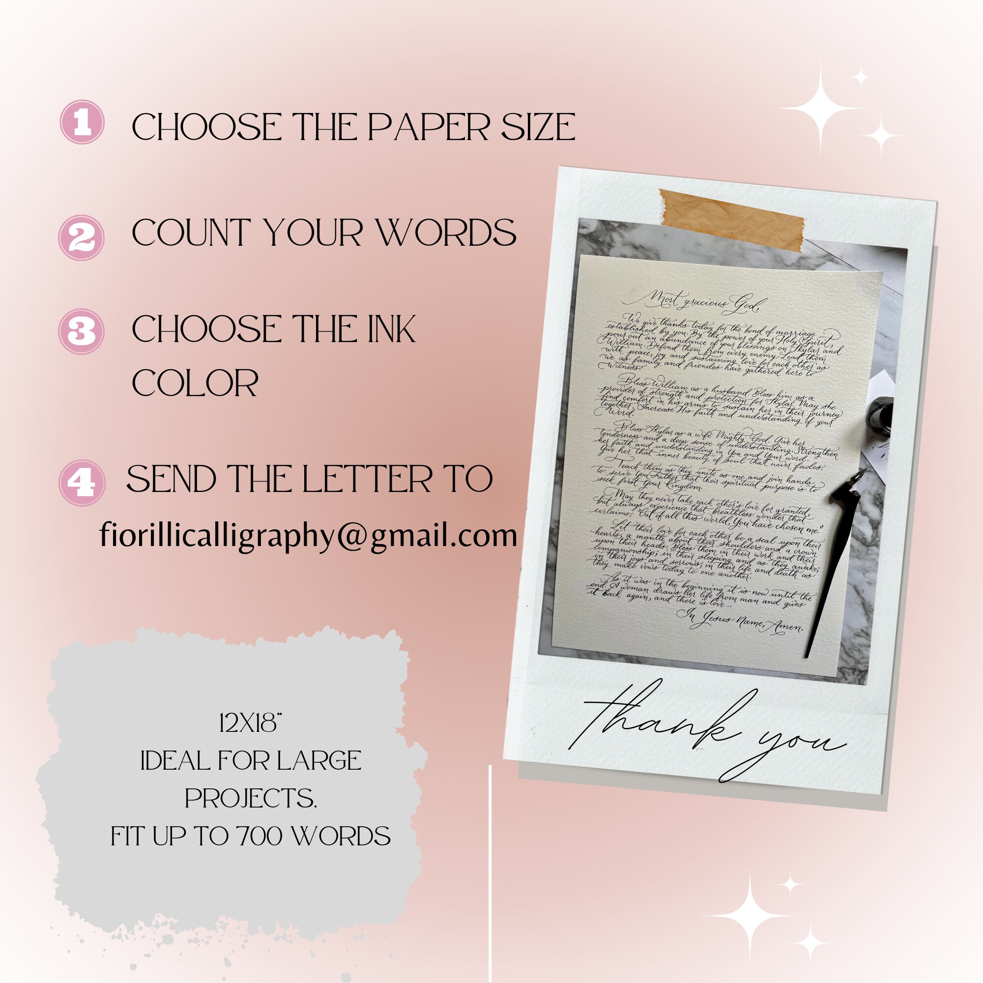 12x18in Handwritten Letters, Poems, Calligraphy Wedding Vows ...