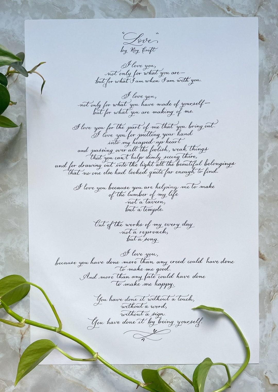 12x18in Handwritten Letters, Poems, Calligraphy Wedding Vows ...