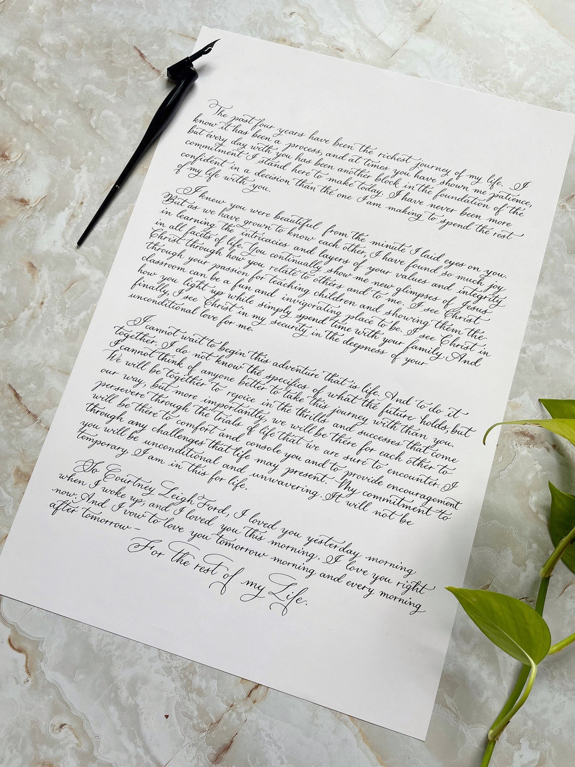12x18in Handwritten Letters, Poems, Calligraphy Wedding Vows ...