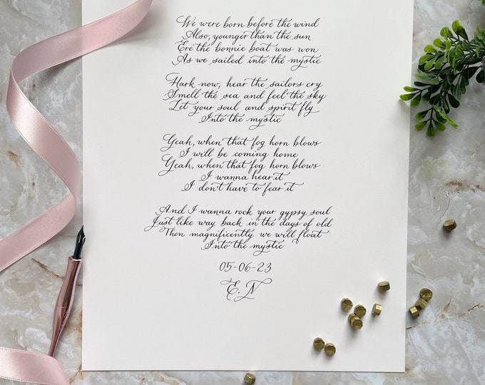 Custom Calligraphy/ Handwritten Poem, Lyrics, Verses, Letter ...