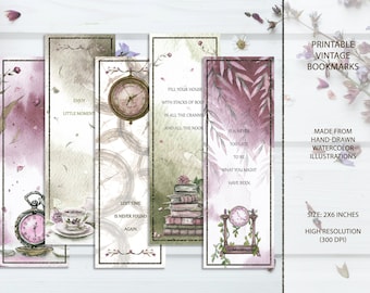 Printable Vintage Bookmarks Book Lovers Watercolor | Etsy