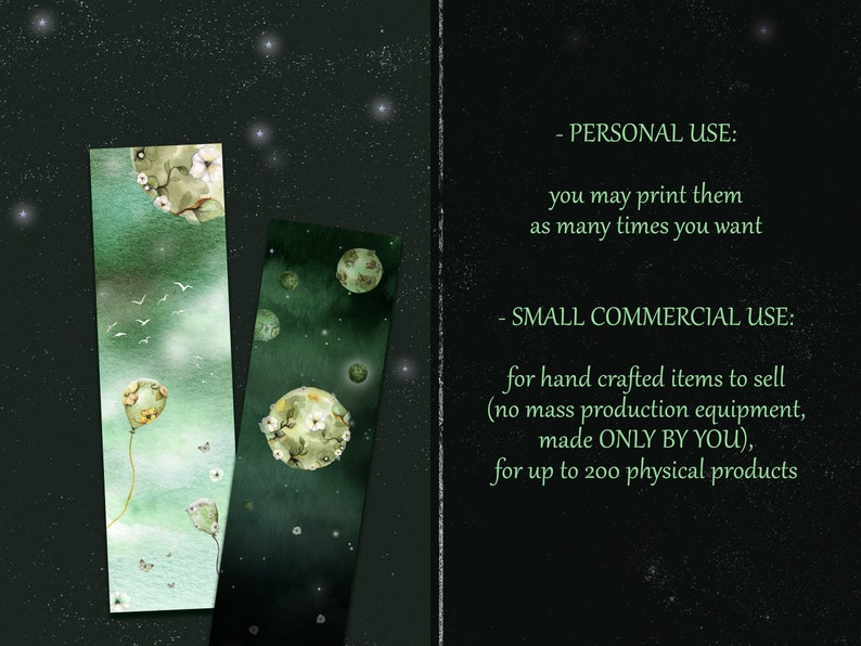 Watercolor Planet Bookmarks: Dreamy Nights Floral Art (digital PNG) - Etsy
