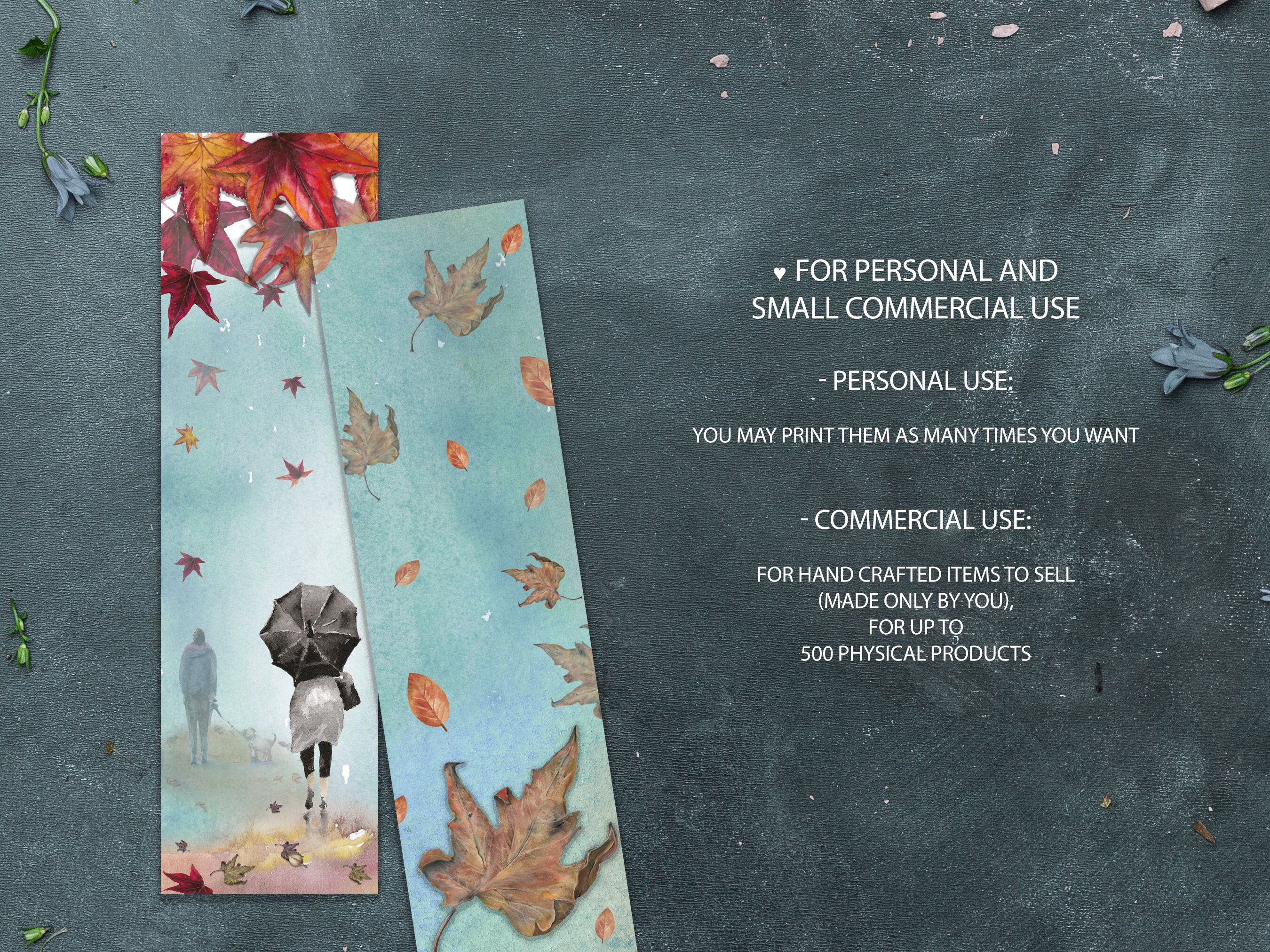 Printable Bookmarks With Fall Watercolor Illustrations, Colorful Autumn ...