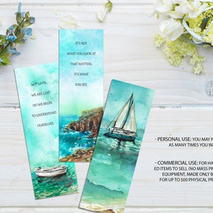 Printable Bookmarks With Watercolor Illustrations, Summer, Sea Bookmark ...