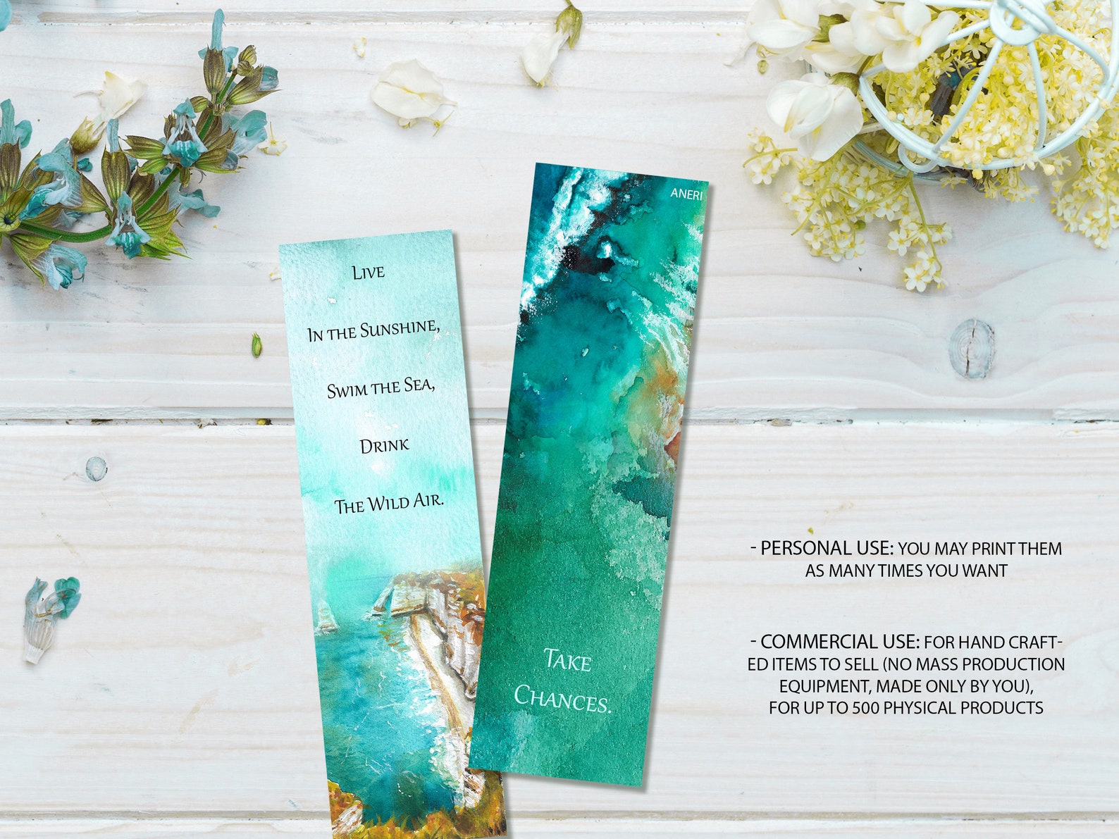 Printable Bookmarks With Watercolor Illustrations, Sea, Ocean Design ...