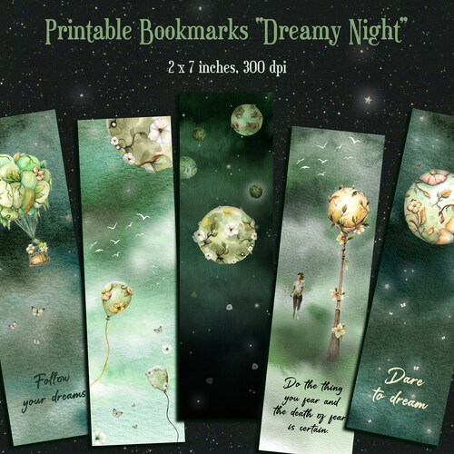 Dreamy Printable Bookmarks Fantasy Digital Bookmark Dreams - Etsy
