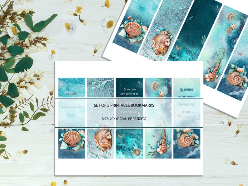 Watercolor Seashell Bookmarks: Ocean Theme, Printable (digital Download ...