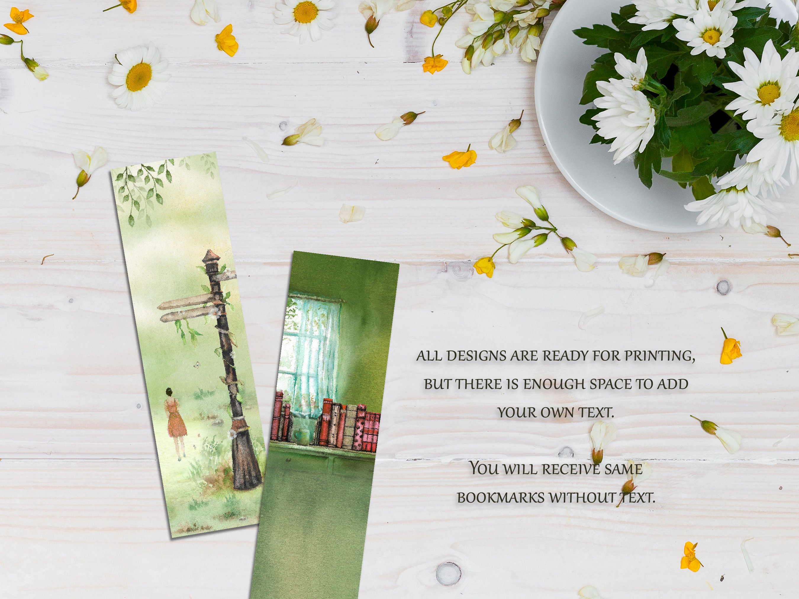 Digital Bookmarks "my Secret Places", Printable PNG Bookmark, Green ...