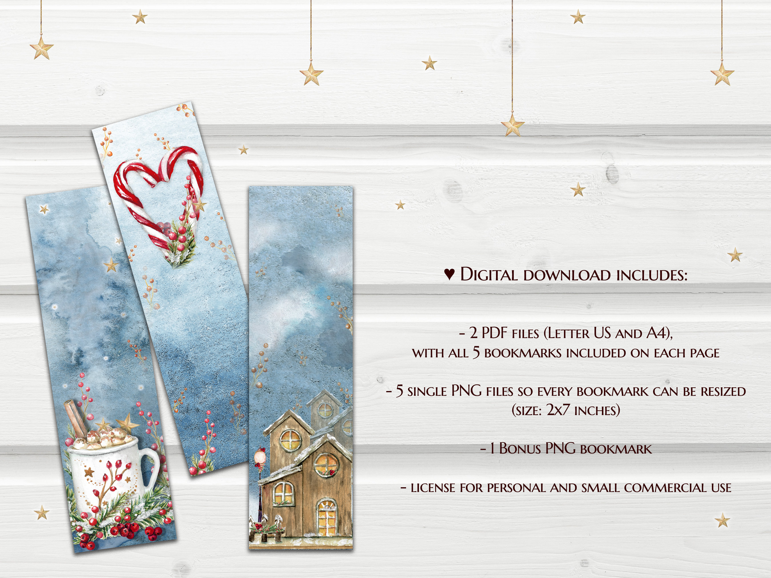 Christmas Printable Bookmarks Digital Festive Bookmarks - Etsy