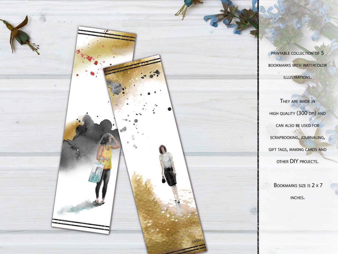 Printable Bookmarks With People, Watercolor Illustrations, Women ...