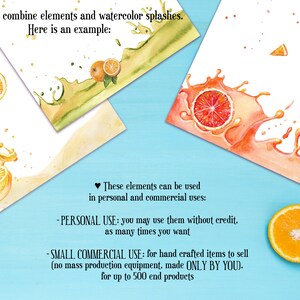 Citrus Fruits Clipart and Watercolor Backgrounds, Digital Paper With ...
