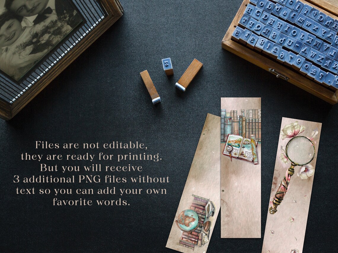 Books and Maps Digital Bookmarks, Vintage Travel Printable Bookmarks ...