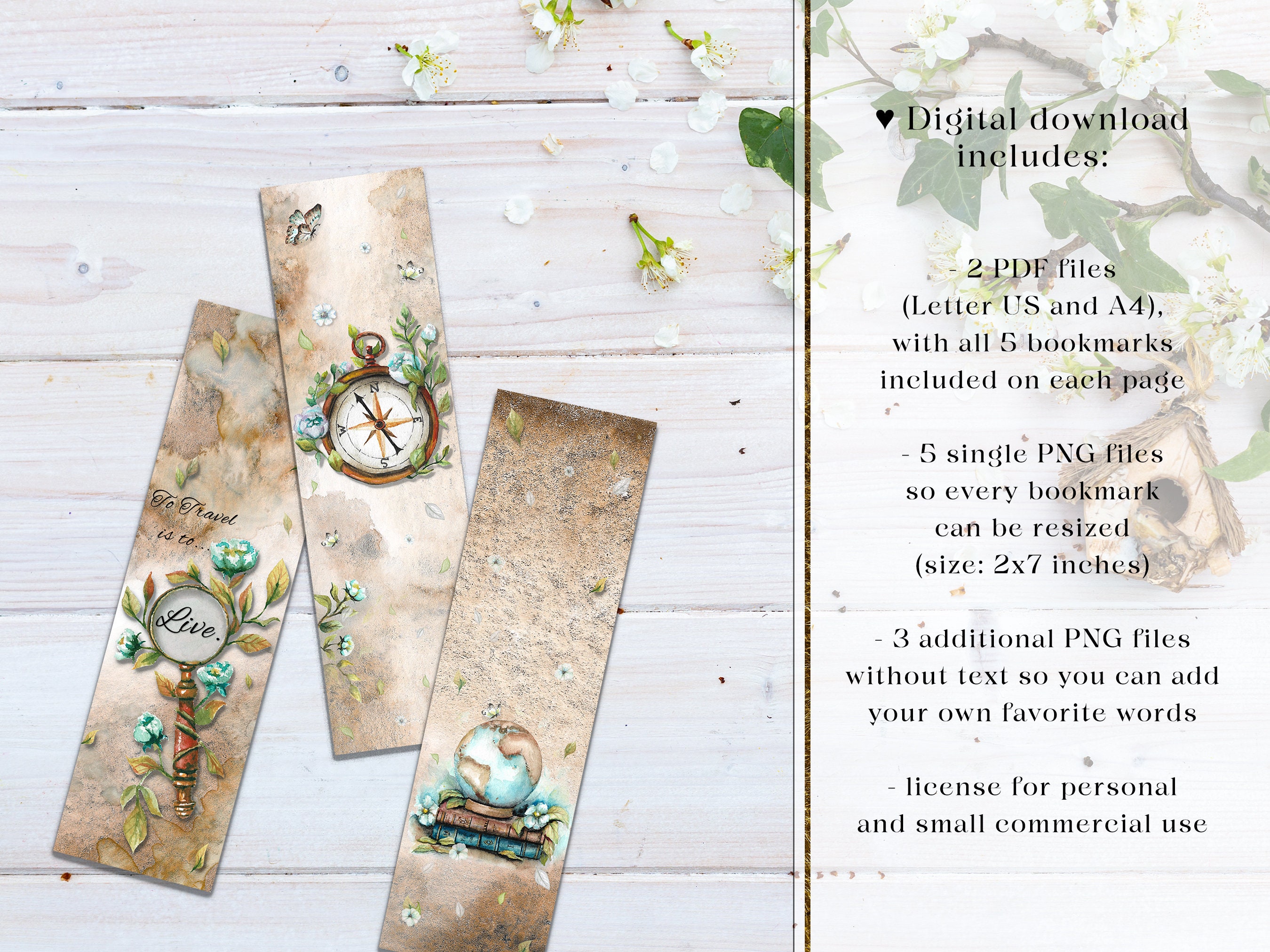 Magic Vintage Travel Printable Bookmarks, Digital Bookmark, Vintage ...