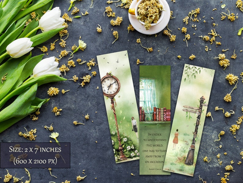 Digital Bookmarks "my Secret Places", Printable PNG Bookmark, Green ...