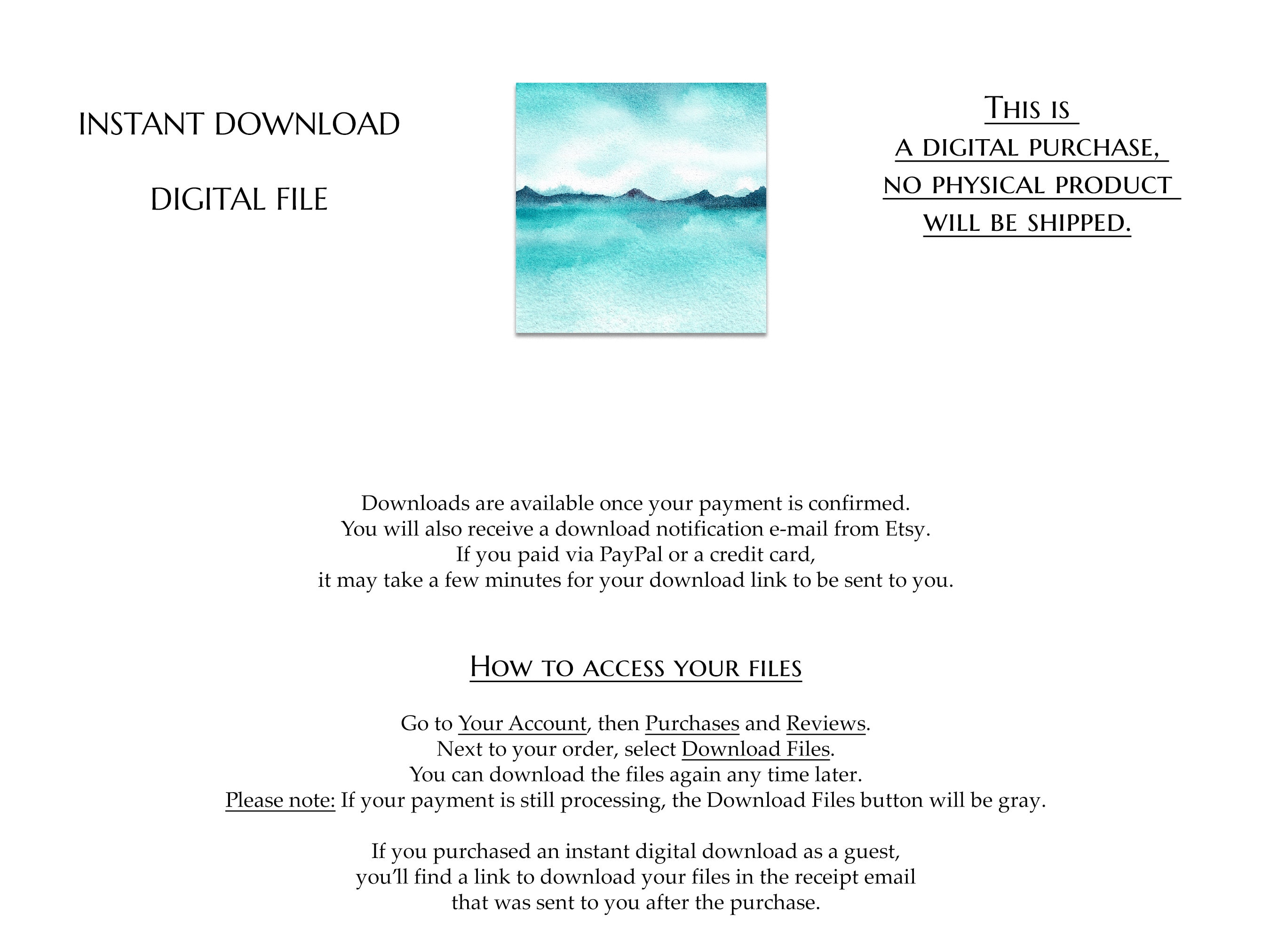 Lakes and Mountains Digital Papers, Watercolor Landscapes, Scrapbook ...