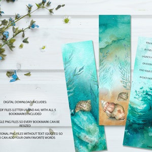 Printable Bookmarks With Watercolor Illustrations, Sea, Ocean Design ...