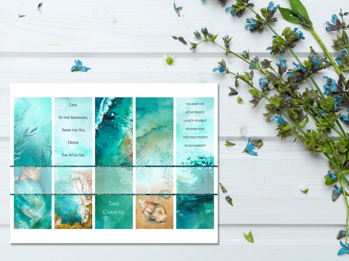 Printable Bookmarks With Watercolor Illustrations, Sea, Ocean Design ...