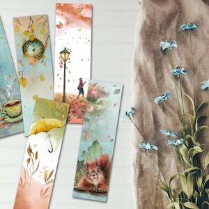 Autumn Inspired Digital Bookmarks, Set of 5 Printable Bookmarks, Book ...