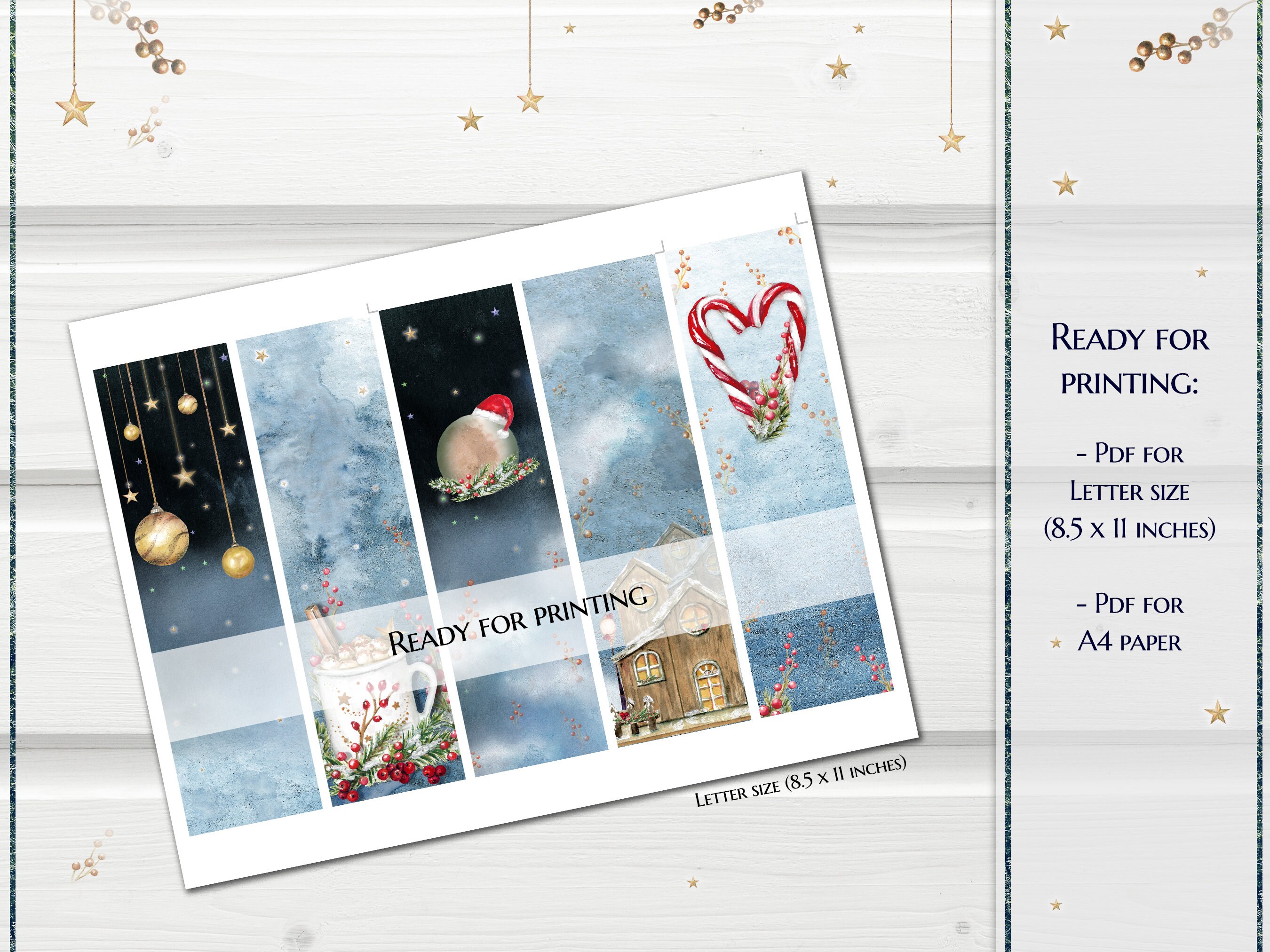 Christmas Printable Bookmarks Digital Festive Bookmarks - Etsy