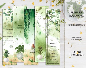 Plant Printable Digital Bookmark Set of 3 Printable Bookmark - Etsy