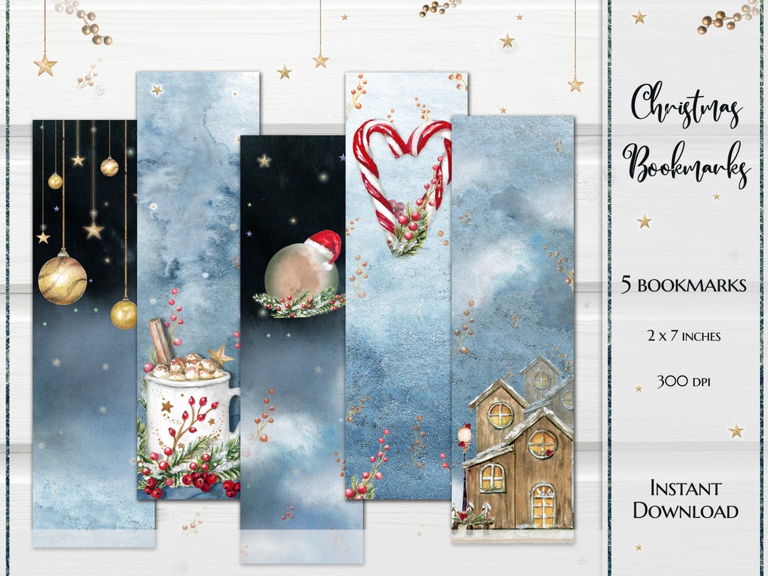 Christmas Printable Bookmarks, Digital Festive Bookmarks, Christmas ...