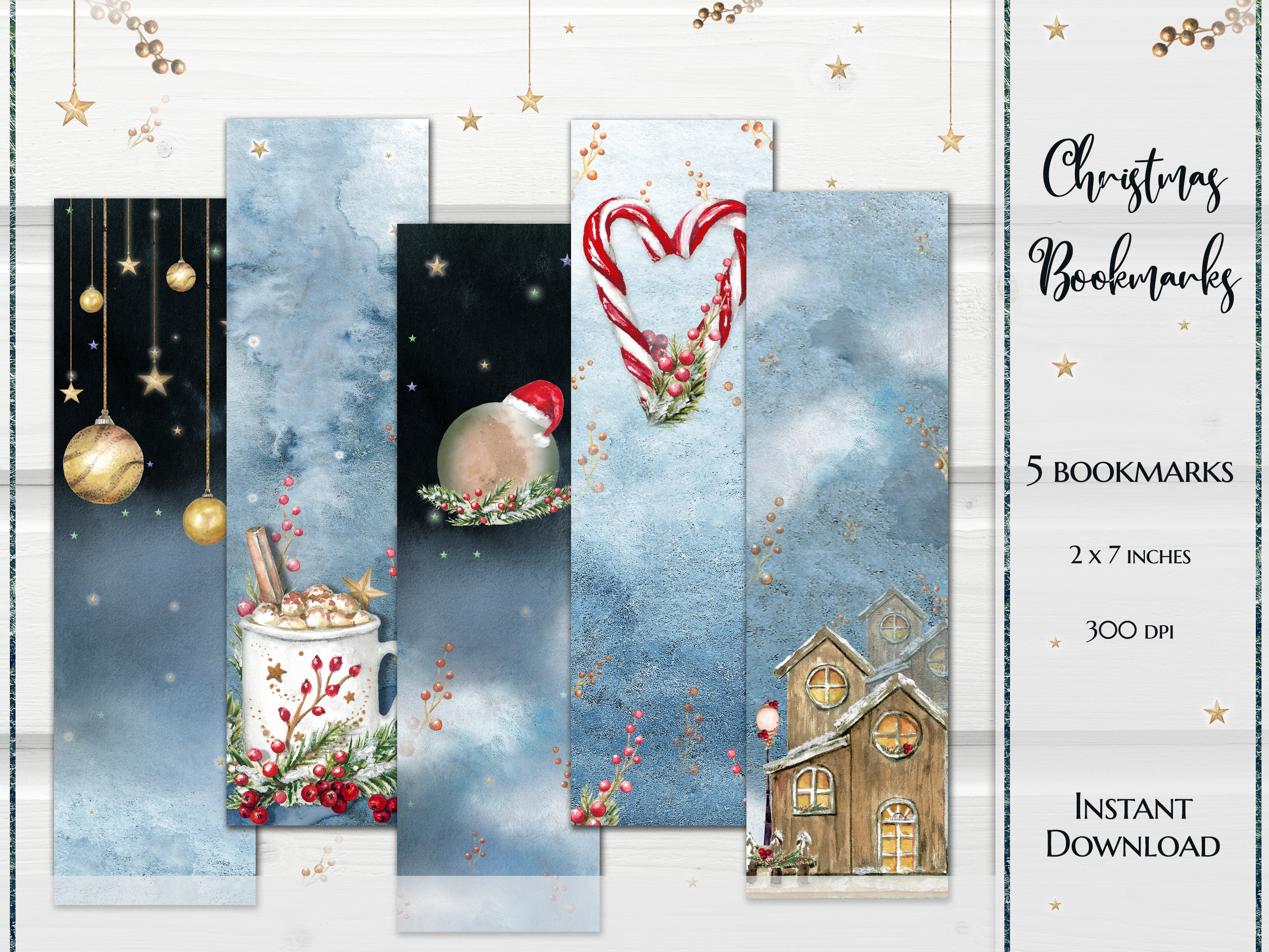 Christmas Printable Bookmarks Digital Festive Bookmarks - Etsy