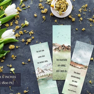 Printable Bookmarks With Watercolor Mountain Illustrations - Etsy
