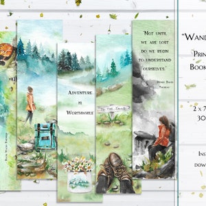 Wanderlust Printable Bookmarks, Digital Travel Bookmark, Watercolor ...