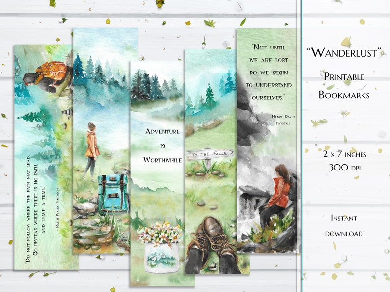Wanderlust Printable Bookmarks, Digital Travel Bookmark, Watercolor ...