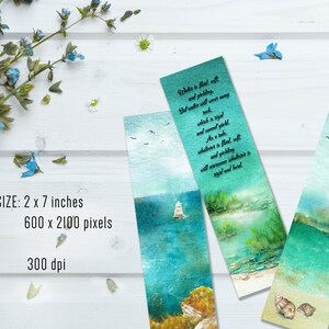Calm Waters Digital Bookmarks, Set of 5 Printable Bookmarks With ...