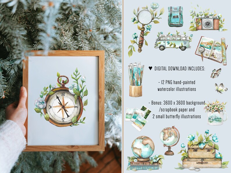 Wanderlust Clipart Travel Watercolor Illustrations - Etsy