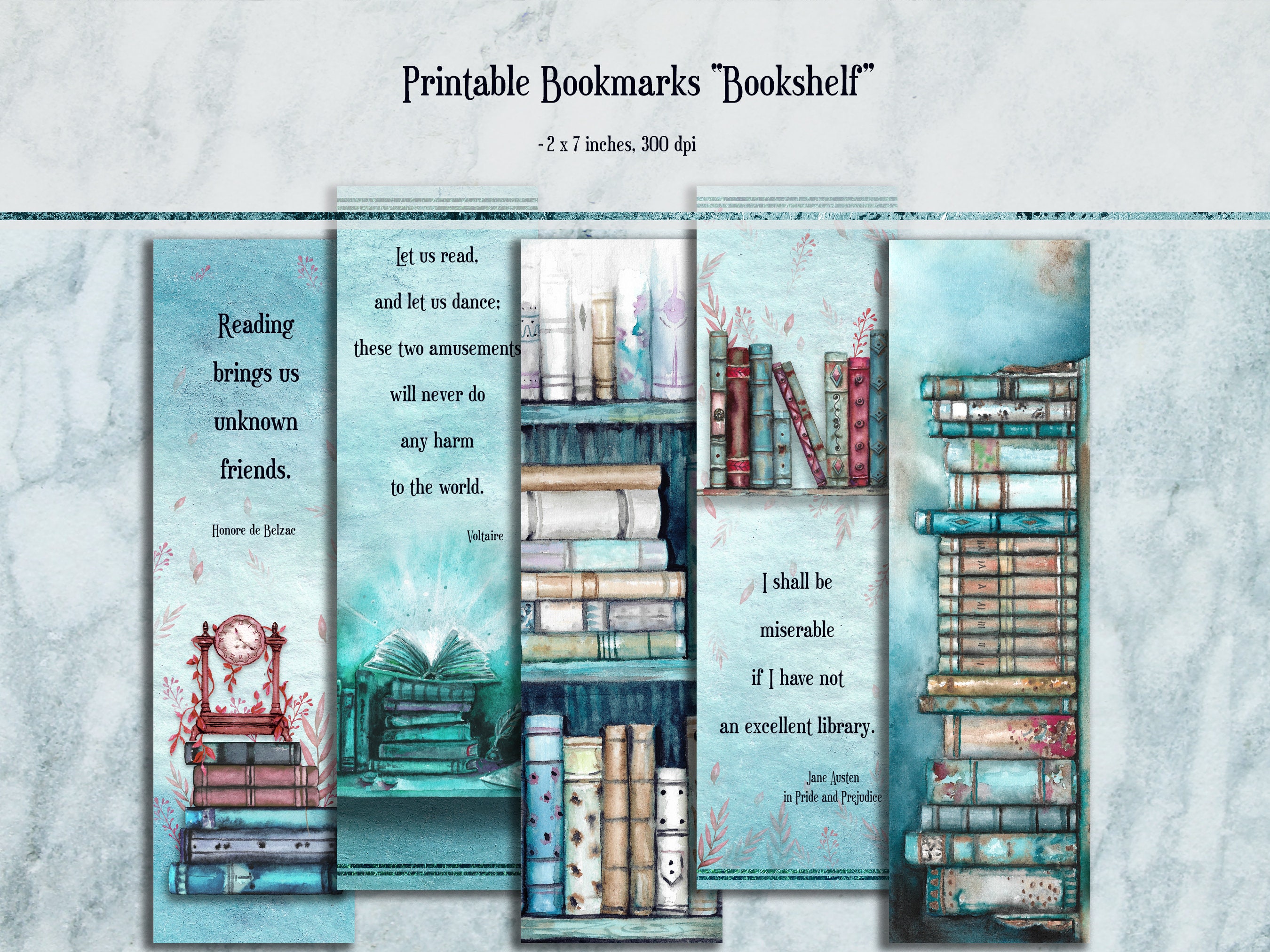 Printable Bookmarks Bookshelf PNG Bookmark With Vintage - Etsy