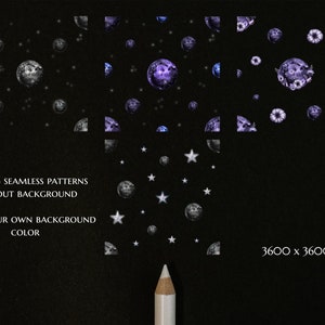 Dark Moon Clipart and Seamless Patterns Watercolor Moon - Etsy