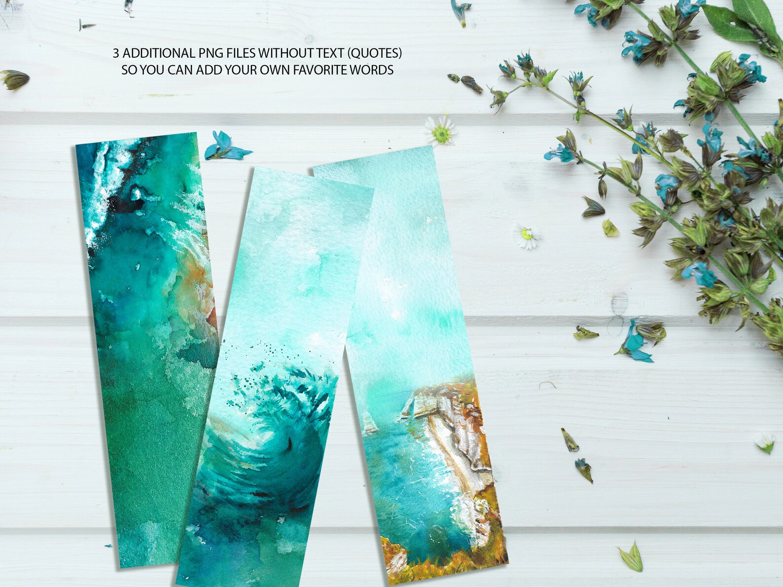 Printable Bookmarks With Watercolor Illustrations, Sea, Ocean Design ...