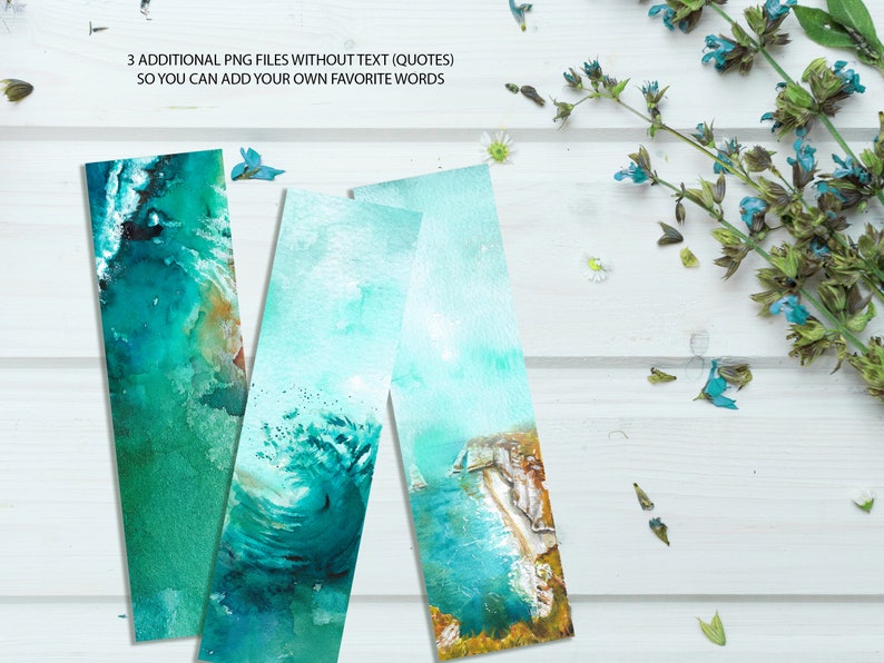 Printable Bookmarks With Watercolor Illustrations, Sea, Ocean Design ...