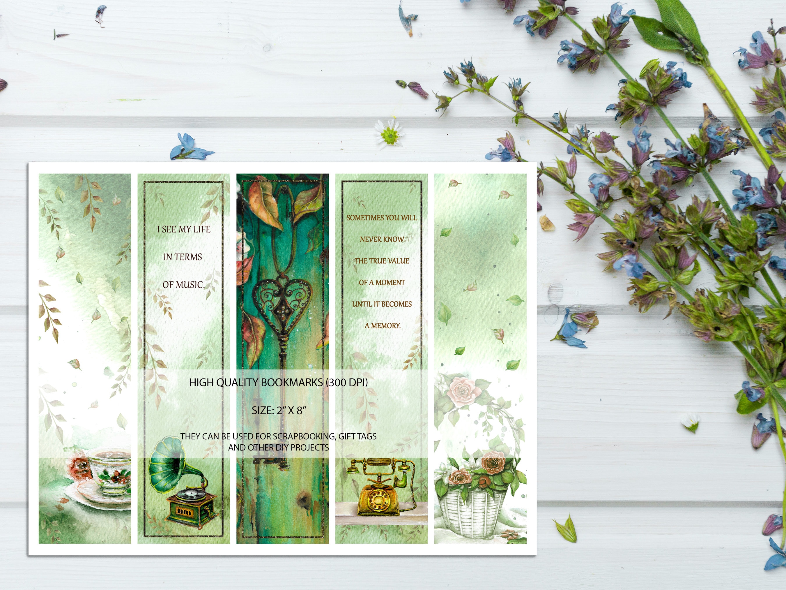 Printable Vintage Bookmarks, Watercolor Illustrations, Antique Tags ...